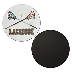 Novel Merk Lacrosse Refrigerator Magnets, Circle with Ball, Crosse Sticks, & Text for Gifts, Decor, Party Favors, & Prizes (10), Black White Red Blue, (jsfdj334)