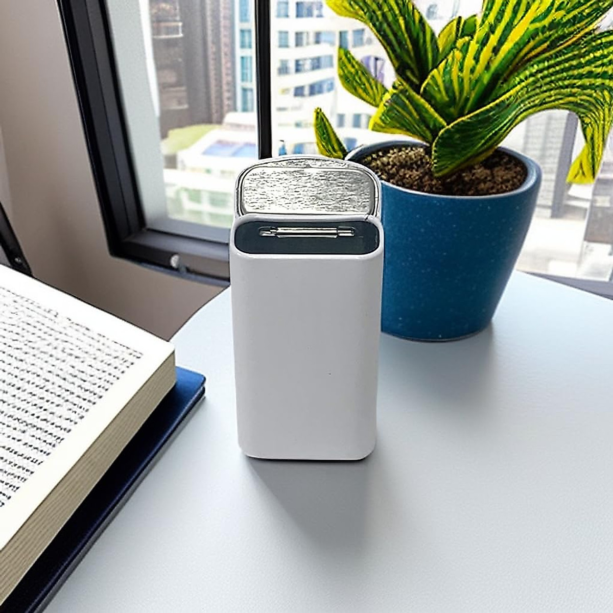 OVELCH 6pcs Metal Tin Box Containers Rectangular Empty Hinged Tins Box Containers for Gum, Candies, Mint, Easy Opening, White 1.5x0.71x2.68 Inches