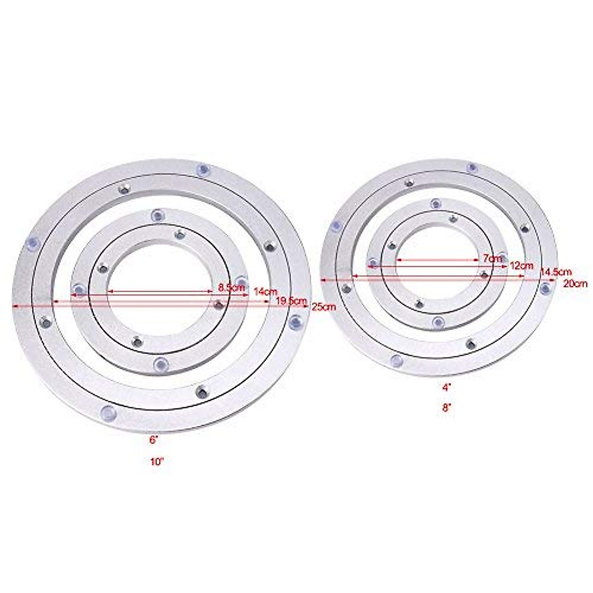 Heavy Duty Aluminium Alloy Rotating Bearing Turntable Round Dining Table Smooth Swivel Plate ( Size:8Inch)