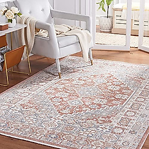 SAFAVIEH Blair Collection Area Rug - 9' x 12', Rose & Grey, Oriental Design, Non-Shedding Machine Washable & Slip Resistant Ideal for High Traffic Areas in Living Room, Bedroom (BLR206U)