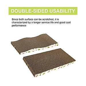 TIMHAKA Cat Scratching Board, Corrugate Cat Scratcher for Indoor Cats with Catnip, Cat Scratch Pad with Premium Scratch Textures Design, Cardboard Cat Scratcher with Double-Sided Usability (Pack of 2)
