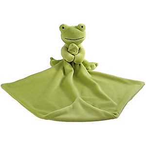 Apricot Lamb Stuffed Animals Security Blanket Green Frog Infant Nursery Character Blanket Luxury Snuggler Plush(Green Frog, 13 Inches)