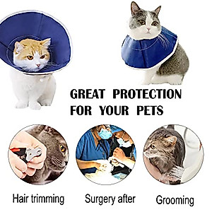 Soft Cloth Cat Cone Collar for Cats Kitten, Recovery Elizabethan Cone for Cat After Surgery, Adjustable E Cone Collar Loops,Cat Anti Licking Protective Wound Healing Collar (M)