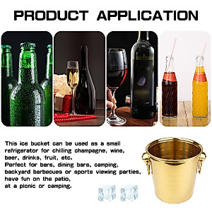 LNQ LUNIQI Metal Ice Buckets 3L Insulated Ice Bucket Stainless Steel Ice Bucket Wine Champagne Bucket Beer Bottles Cooler for Home Restaurant Hotel Catering Party Bar （Golden）
