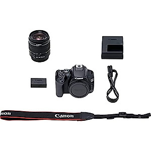 Canon EOS 250D / Rebel SL3 DSLR Camera with 18-55mm Lens (Black), Creative Filter Set, EOS Camera Bag, Sandisk Ultra 64GB Card, 6AVE Electronics Cleaning Set, and More (Renewed)