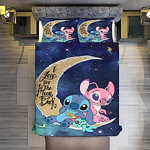 MSLuLa Cartoon Bed Duvet Cover Cute Kids Adults Bedding Sets Anime 3D Printed Lightweight 3 Pieces Comforter Cover Sets with 1 Duvet Cover and 2 Pillow Cases, Twin