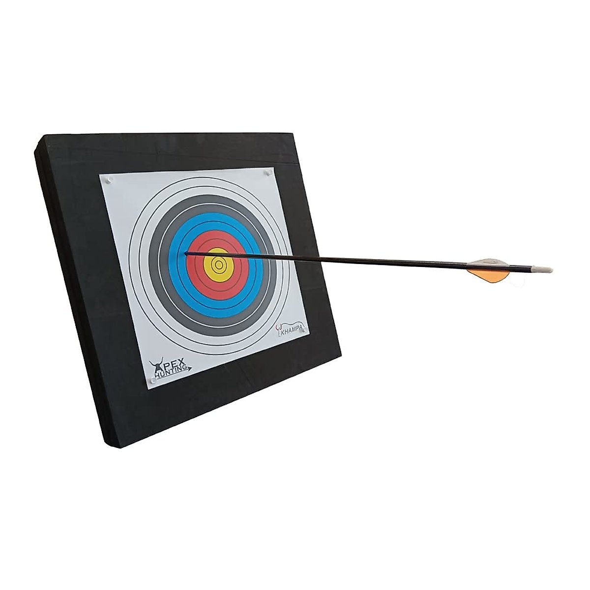 KHAMPA Archery Target for Backyard | 2x2 ft. Deluxe Double Layer Bow Target | includes 2 Paper Targets and Push Pins for Crossbow or Compound Bows