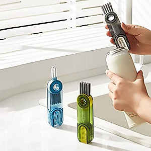 3 in 1 Tiny Cleaning Brush, 3 Pack Cup Lid Cleaner Brushes Set Mini Multi-Functional Crevice Cleaning Brush for Cleaning Baby Bottles, Narrow Neck Bottle, Sport Water Bottle, Tumbler, Glass Vase