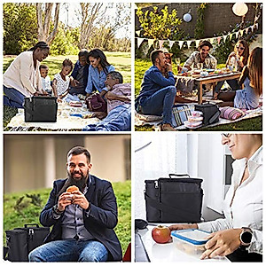 Top&Top Insulated Lunch Box Set and Cooler Bag for Men, Women (Tote Lunch Bag Includes 3 Reusable Meal Prep Containers + 2 Ice Pack + Detachable Shoulder Strap) Lunch Box for School, Office, Camping