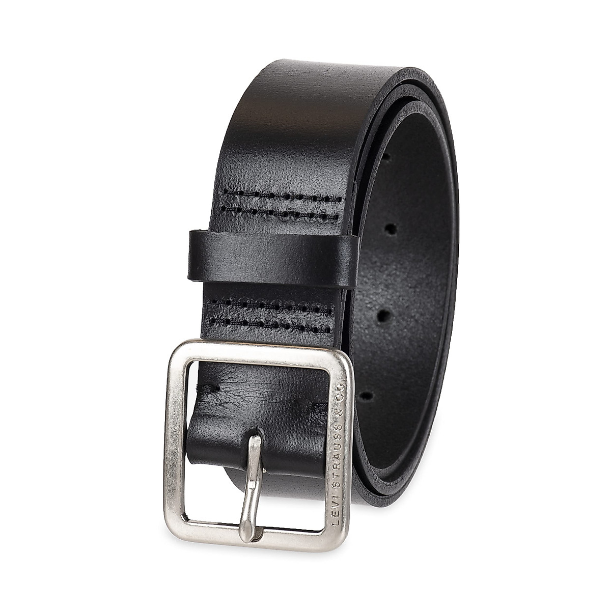Levi's Women's Casual Square Center Bar Buckle Belt, Black Elevated, Medium