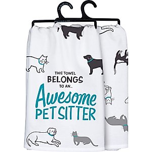 Primitives by Kathy This Towel Belongs to an ... Awesome Pet Sitter Decorative Kitchen Towel