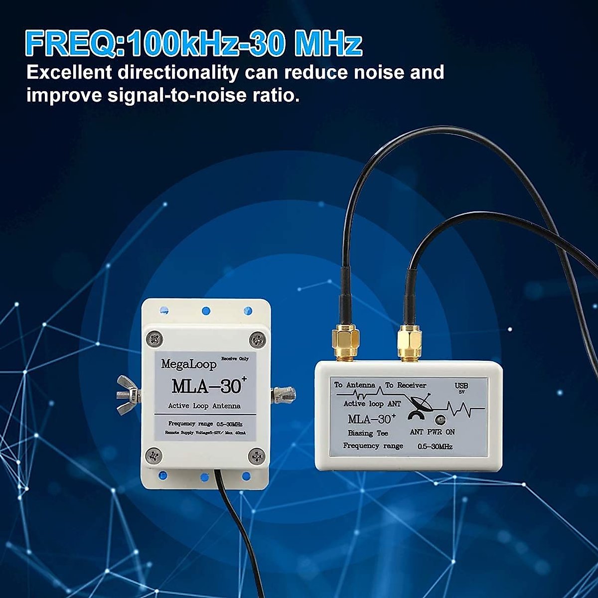 MLA-30+ Loop Antenna,0.5-30MHz Active Receiving Antenna,MLA-30 Plus Loop Antenna for HA SDR Short Medium Wave Radio,with 10m Feeder,Built-in Low Noise Amplifier,for Rooftop,Balcony