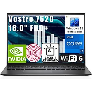 Dell 2023 Vostro 7620 16" FHD+ Business Laptop Computer, Intel 14-Core i7-12700H, GeForce RTX 3050 Ti 4GB, 40GB DDR5 RAM, 4TB PCIe SSD, WiFi 6E, Backlit Keyboard, Fingerprint Reader, Windows 11 Pro