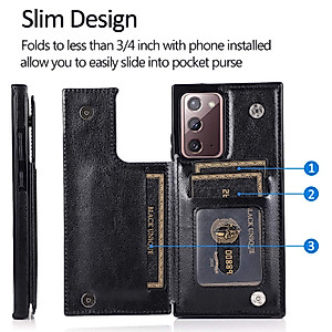 UEEBAI Case for Samsung Galaxy S21 Ultra 5G, Luxury PU Leather Case with [Two Magnetic Clasp] [Card Slots] Stand Function Durable Shockproof Soft TPU Case Back Wallet Cover for S21 Ultra 5G - Black