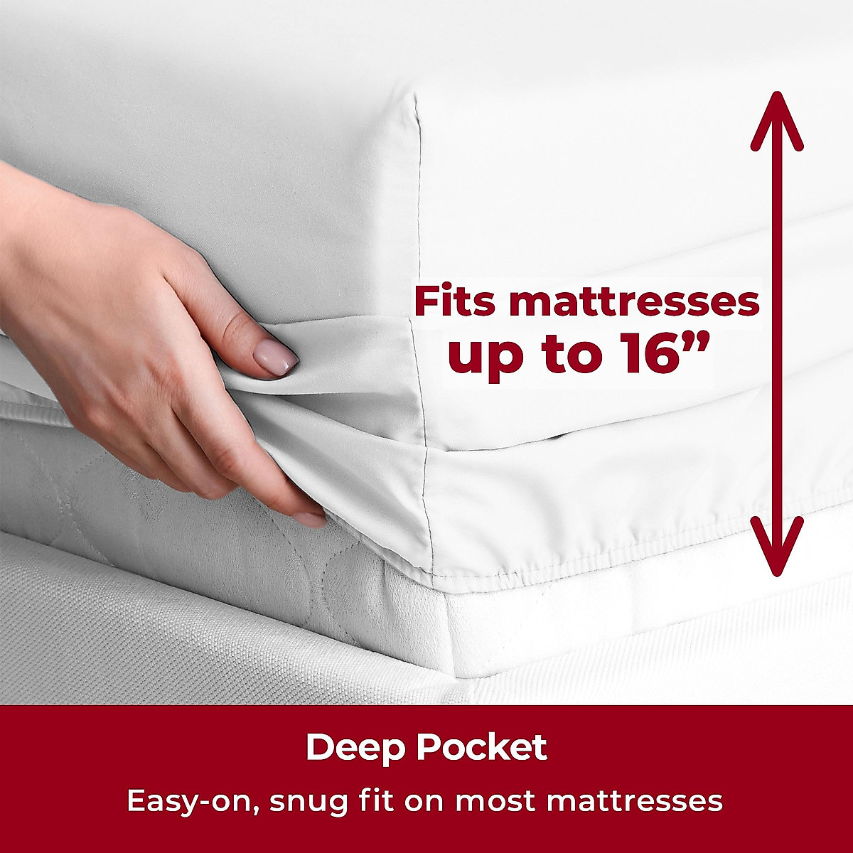 Mellanni Full Sheet Set - 6-Piece Iconic Collection Bedding, (Including 4 Pillowcases), 16-Inch Deep Pocket, Easy Care, Extra Soft, Cooling Sheets, Brushed Microfiber - White