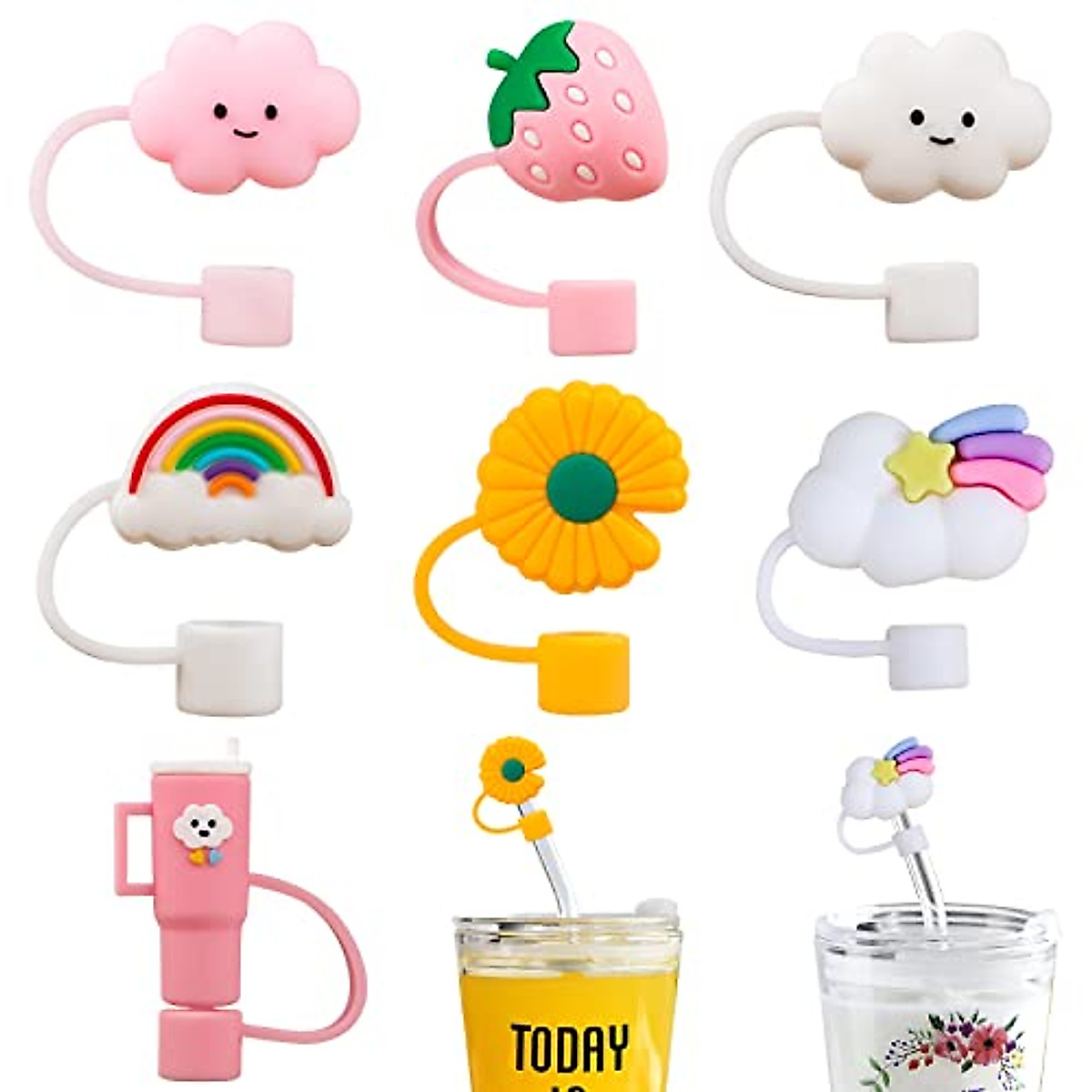 7 Pcs Stanley Straw Cover Suitable for Stanley 30&40 Oz Tumblers, 10mm/0.39in straw covers for reusable straws, straw cover/straw topper/Silicone straw covers, Efficient Dust-Proof Straw Covers Cap