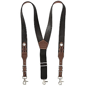 Nocona Belt Co. Men's Top Hand Leather Suspender, Black/Brown, Large