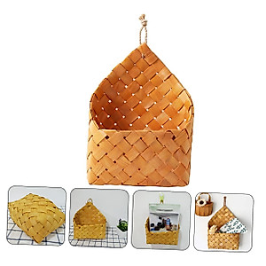 VILLFUL 1Pc Decorative Wood Woven Wall Hanging Basket for Home Stylish Storage Basket Ideal for Wall Decor for Indoor and Outdoor Plant Display