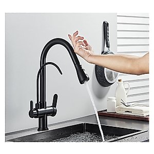 AVXANKTG 1PCS Touch Sensor Water Filter Kitchen Faucet Sink Mixer Faucet Crane for Kitchen Swivel Pull-Out (Color : Black)