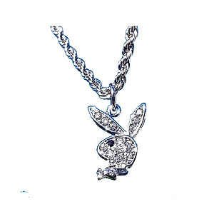Hohamn Bunny Pendant Necklace Silver Bunny Necklace Play Boy Rabbit Charm Pendant Necklace For Women men Surgical Steel Playboy Bunny Pendant Necklace