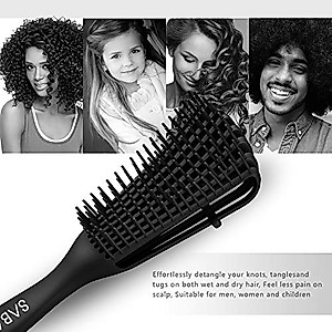 Detangling Brush for Afro America/African Hair, Textured 3a to 4c Kinky Wavy/Coily/Wet/Dry/Oil/Thick/Long/Curly Hair Detangler (Black)