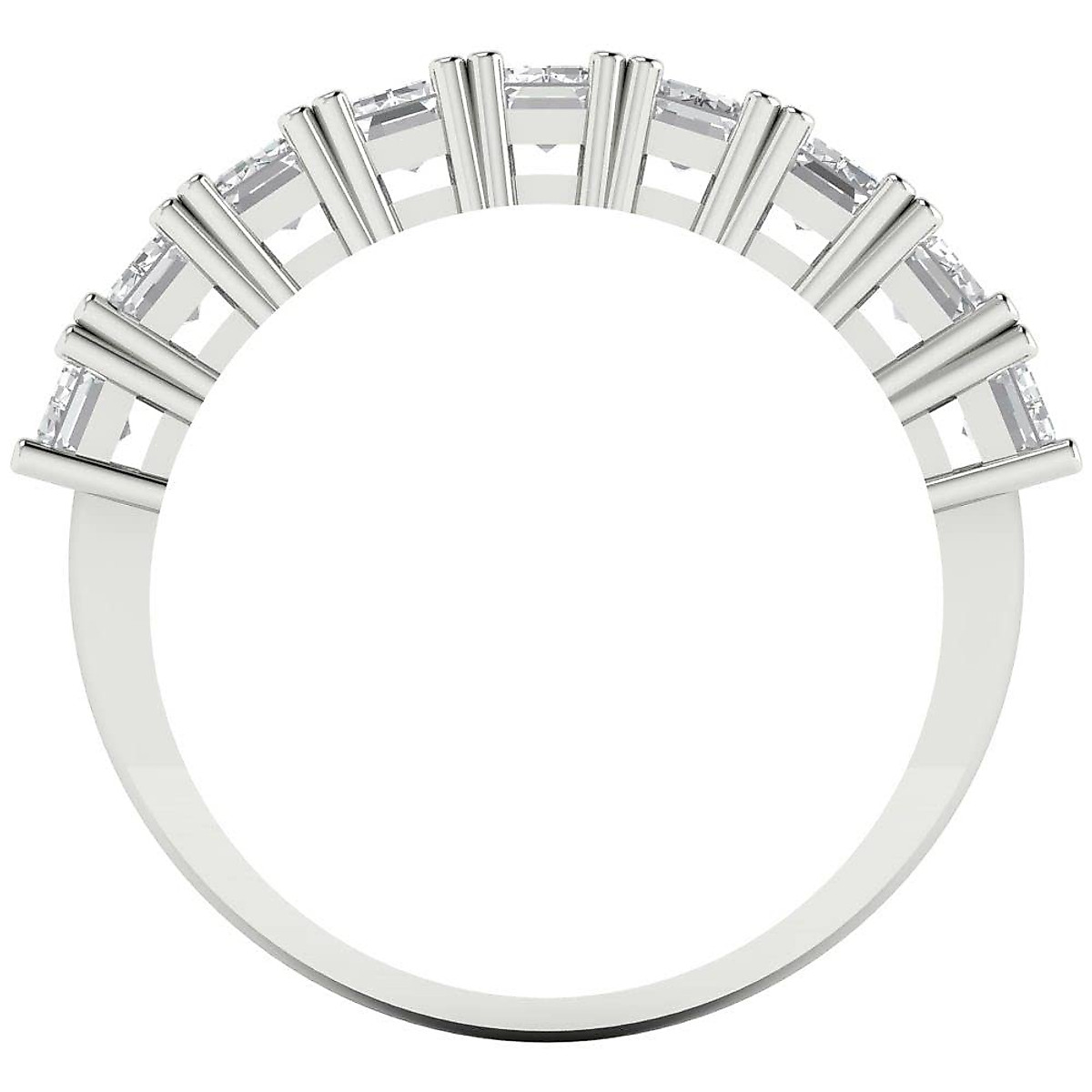 Clara Pucci 2.61 Carat Emerald Cut Clear Simulated Diamond 14k White Gold Eternity Wedding Engagement Promise Anniversary Band - Size 8