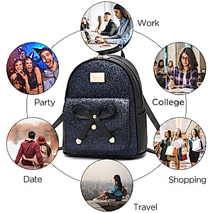 I IHAYNER Women Cute Glitter Sequin Mini Backpack for Women Small Bowknot Leather Purse Fashion Backpack Purse for Women