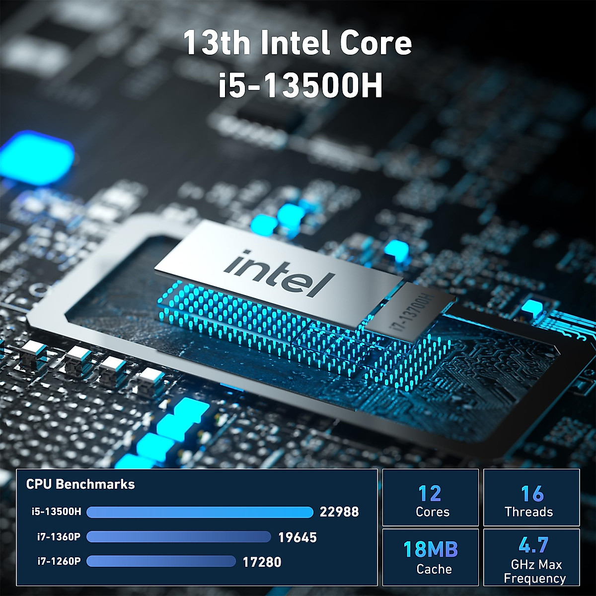 GEEKOM Mini PC Mini IT13, 13th Gen Intel i5-13500H NUC13 Mini Computers(12 Cores,16 Threads) 16GB DDR4/512GB PCIe Gen 4 SSD Windows 11 Pro Desktop PC Support Wi-Fi 6E/Bluetooth 5.2/USB 4.0/2.5G LAN/8K
