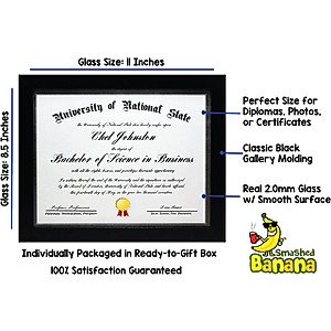 8.5x11 Black Gallery Certificate and Document Frame - Wide Molding - Includes Both Attached Hanging Hardware and Desktop Easel - Award, Certificates, Documents, a Diploma, or a Photo 8.5 x 11