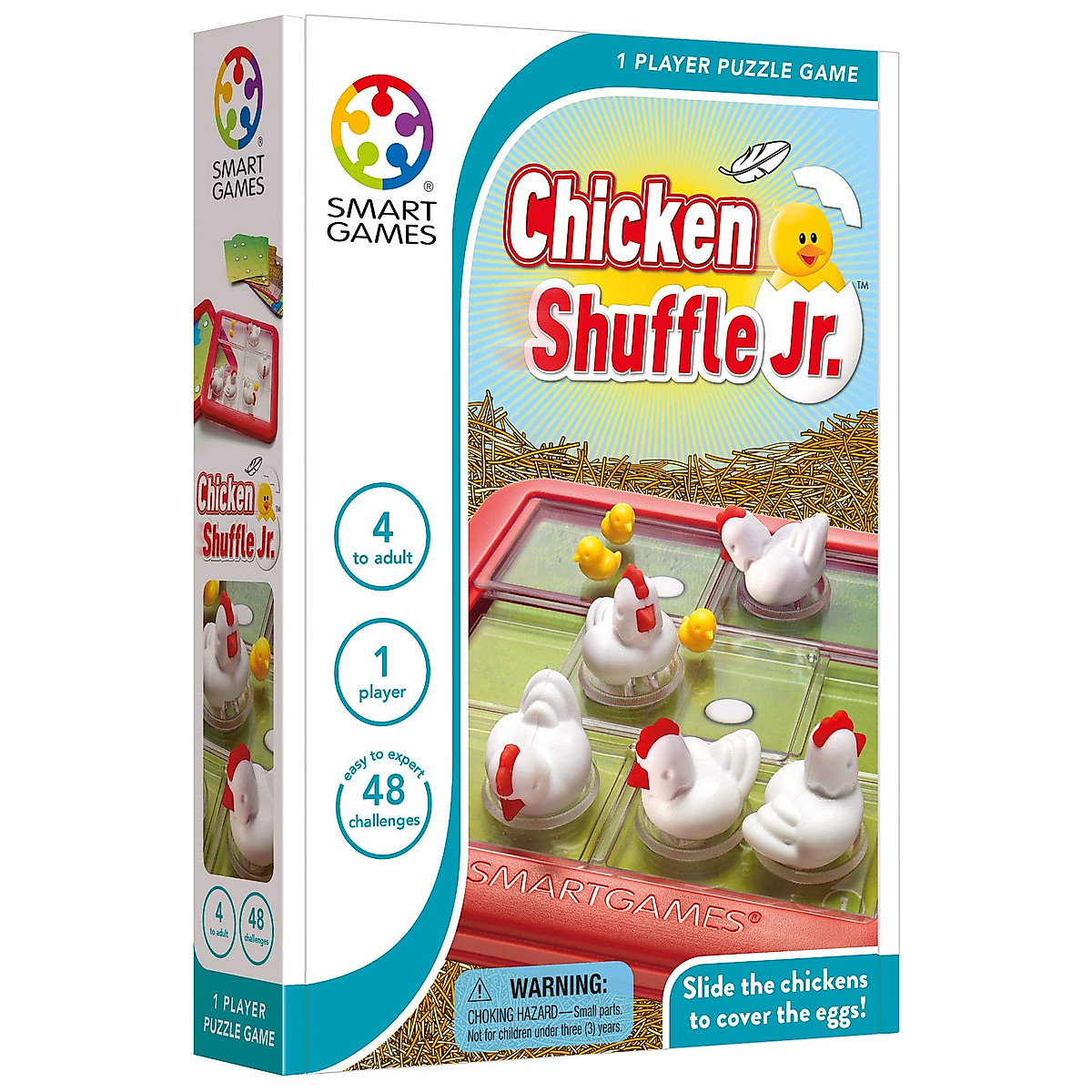 SmartGames Chicken Shuffle Jr. Skill-Building Travel Game for Kids and Adults Ages 4 & Up, 48 Challenges