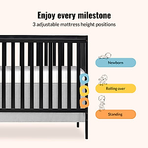 Dream On Me Synergy 5-In-1 Convertible Crib In Black, Greenguard Gold Certified