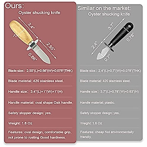 Oyster Shucking Knife Set of 2 Stainless Steel Oyster Knifes and 2 Pairs Level 5 Cut-Resistant Gloves，Oyster Knives Suitable for All Kinds of Shells and Oysters Shucking