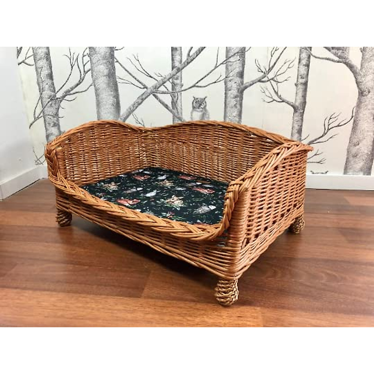 Wicker Pet Cot, Dog Bed with waterproof cushion