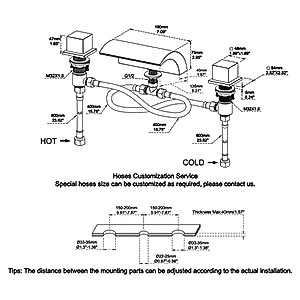 Hanallx Deck Mount Roman Tub Faucet Set, Waterfall High Flow Brushed Gold Bathtub Faucets, 12-15.7in Widespread, Deck Mount Tub Faucet with Valve, Brass 3 Holes Bath Tub Faucet Set, with 2 Handle