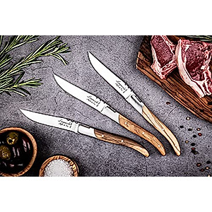 Laguiole Style de Vie Steak Knives, Luxury Line, 6 pieces, Olive Wood, in giftbox