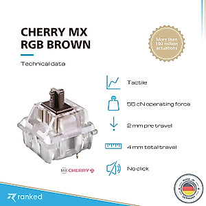 Bundle of 65 Cherry MX RGB Brown Switches for Mechanical Gaming Keyboards & Ranked Premium CNC Machined Switch Opener