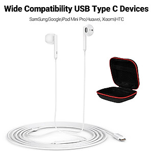 USB C Earbuds Wired Headphones for iPhone 15 Plus Samsung S24 S23 S22 A55 A54, USB Type C Earbuds with Micriphone Hi-fi DAC Volume Control for iPad Pro Air Galaxy Z Flip Fold 5 Pixel 8 7 6 OnePlus 12