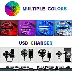 PITKLG Flying Ball Toys 2023 Upgraded Hand Controlled Flying Orb Magic Ball RGB Led Lights Boomerang Spinner 360°Rotating Soaring UFO Mini Orb Drone Flying Toy Safe for Kids Adults(Purple)