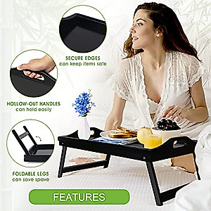 Artmeer Bed Tray Table with Folding Legs Wooden Serving Breakfast in Bed or Platter Tray,TV Table Laptop Computer Tray Snack Tray Large Size