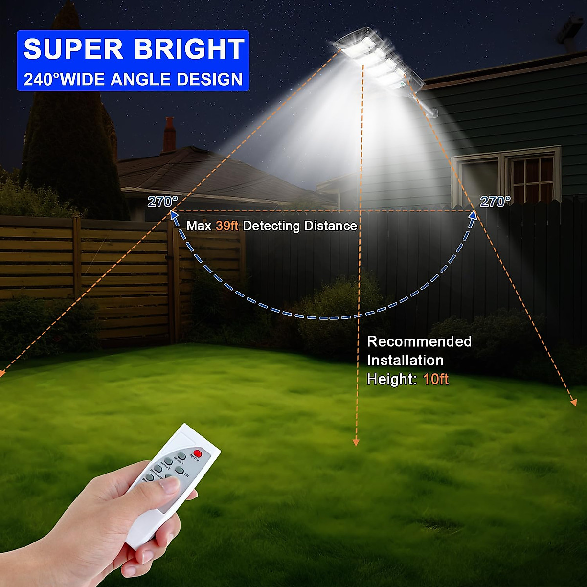 ACINLITGLOW Solar Powewr 432 LED Street Lights Outdoor Waterproof 10000LM,Wide Angle Motion Sensor 6500K Solar Parking Lot Street Lights Dusk to Dawn,Solar Outdoor Street Lights with Remote Control