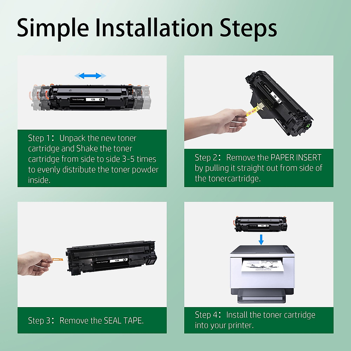 128 Black Toner Cartridge, Replacement for Canon 128 CRG128 High Yield to use with Canon D530 Toner Cartridge ImageCLASS D530 D550 MF4770n FaxPhone L190 L100 Printer, 2 Pack