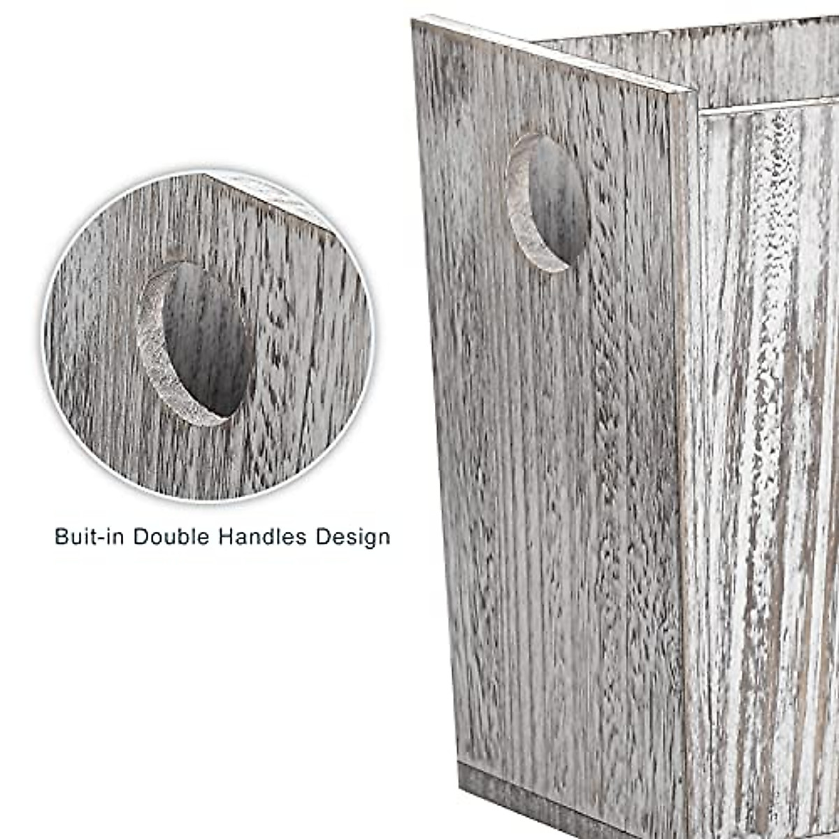 LIANTRAL Trash Can Wastebasket, 2-Gallon Waste Basket Wooden Small Rustic Trash Can Garbage Container Bin for Bathroom, Bedroom, Kitchen, Office