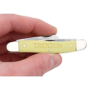 Case Pocket Knife, Yellow Synthetic Handle Medium Stockman #035 with Personalized Laser Engraved Handle, Three Blades, Father's Day Gifts