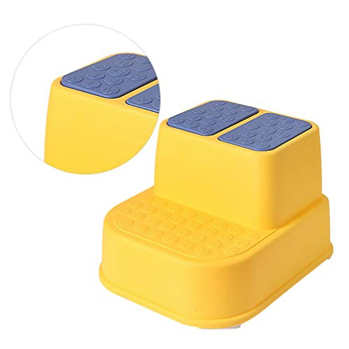 NUOBESTY Kids' Step Stools Toddlers Step Stool Anti-Slip Baby Kids Toilet Training Bathroom Up Step Stools with Double Steps for Brushing Teeth Washing Hands (Yellow) Toddler Stool