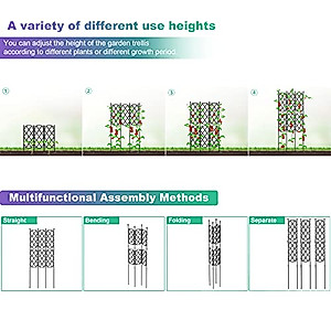 Garden Trellis for Climbing Plants Outdoor, deaunbr Tomato Cage Plant Support Garden Obelisk Trellises Cages for Vines, Flowers, Indoor Potted Plants, Rose, Clematis, Cucumber Pea, Bean, Grape