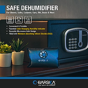 BARSKA Rechargeable Desiccant Dehumidifier - Safe Moisture Absorber for Home Closets, Gun Safes, Basement, Garage, Cars - Microwaveable - Portable Blue Dehumidifying Solution