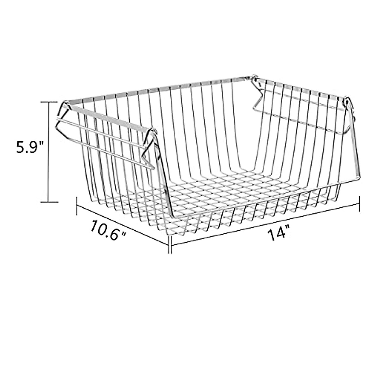 SANNO 14" Large Bin Baskets Stacking Farmhouse Baskets Wire Storage Baskets Organization Farmhouse Scoop Baksket for Pantry, Kitchen, Closets, Bathroom, Cabinets, Kitchen, Set of 3