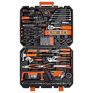 CARTMAN Socket Wrench Auto Repair Tool Combination Package Mixed General Household Hand Tool Set Tool Kit with Plastic Toolbox Storage Case