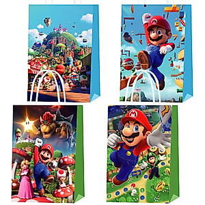20 Packs Mario Party Favor Bags, Mario Gift Bags Party Supplies for Kids Party, Birthday Candy Goodie Bags Treat Bags for Girls or Boys Party Decorations
