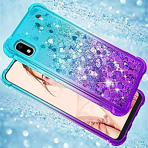 Dzxouui for Galaxy A10E Case,Samsung Galaxy A10E Case,TPU Protective Cover for Girls and Women Glitter Bling Sparkle Cute Phone Case for Samsung Galaxy A10E(Teal/Purple)
